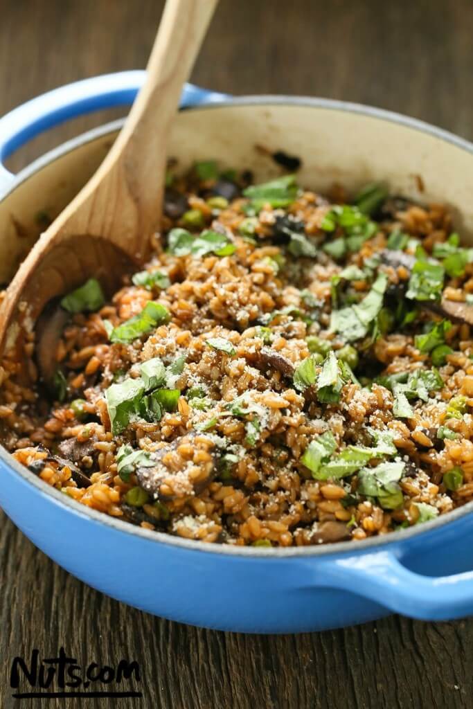 Farro Risotto with Mushrooms Recipe - The Nutty Scoop from Nuts.com